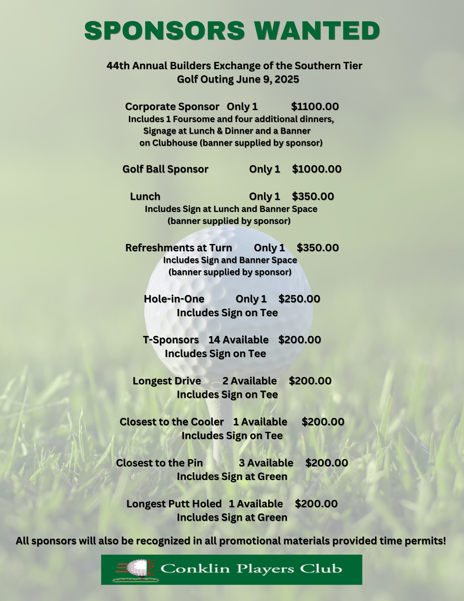 BEST East Annual Golf Outing @ Conklin Players Club 2025 | Builders ...