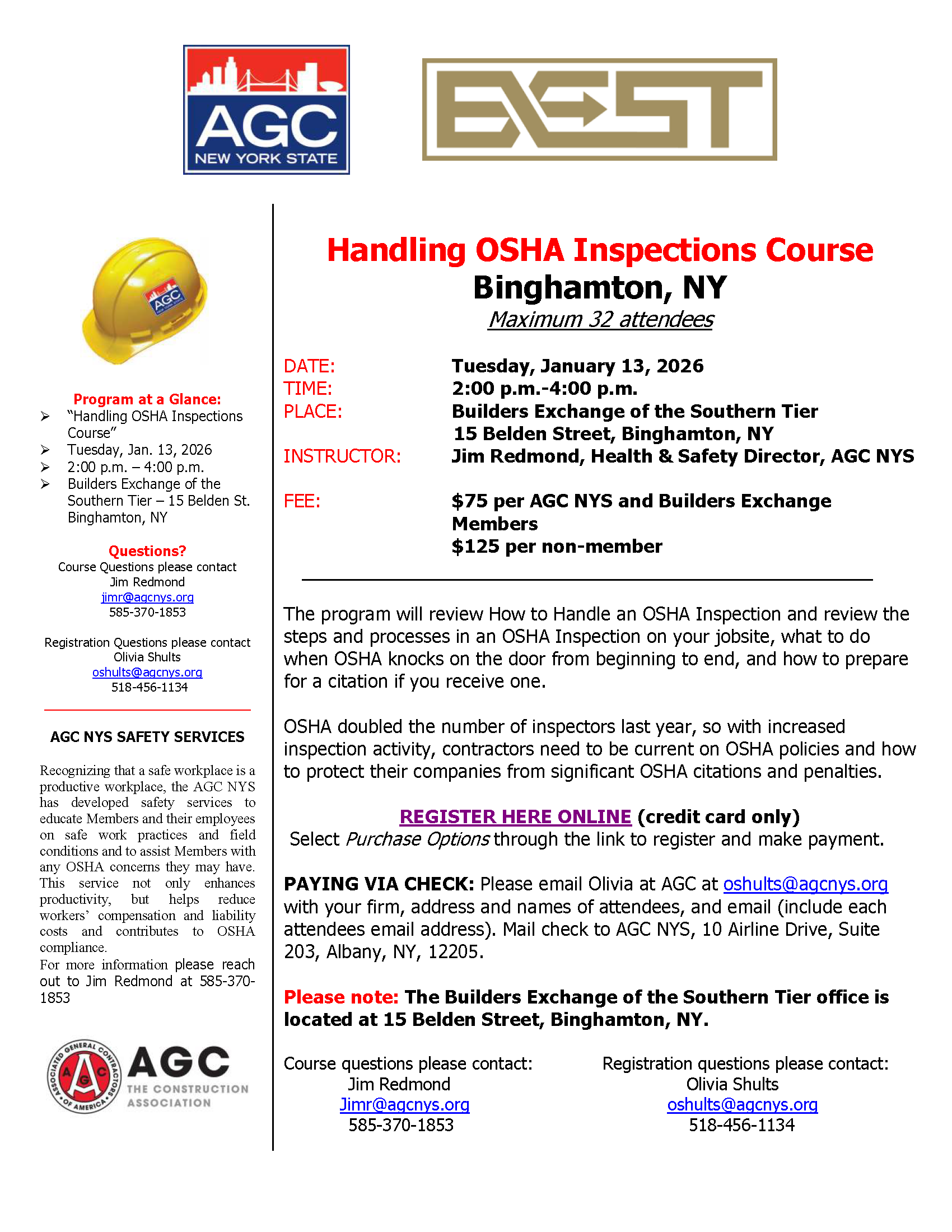 Handling OSHA Inspections Course, Binghamton, NY | Builders Exchange of ...