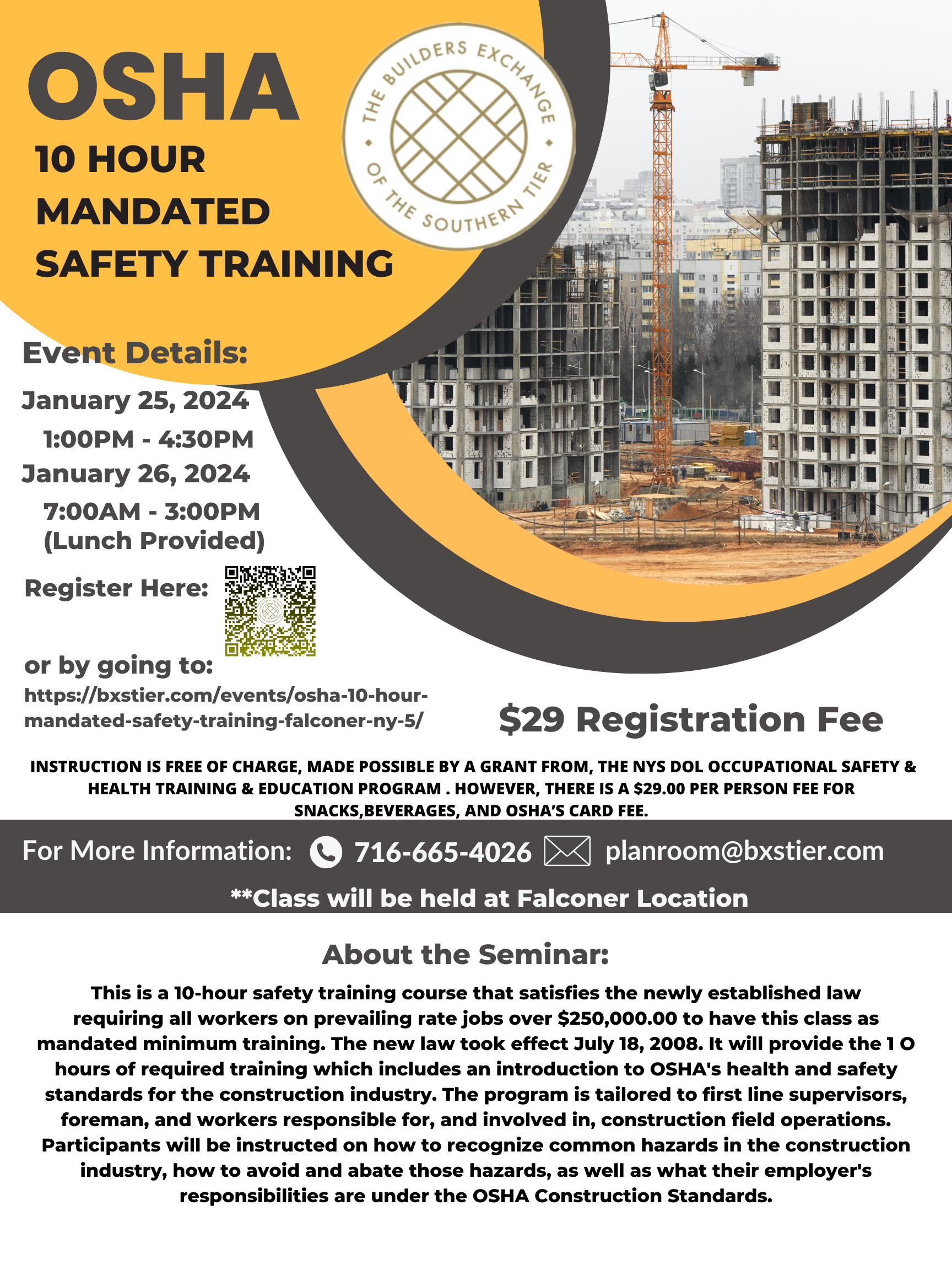 OSHA 10-Hour Mandated Safety Training, Falconer, NY | Builders Exchange ...
