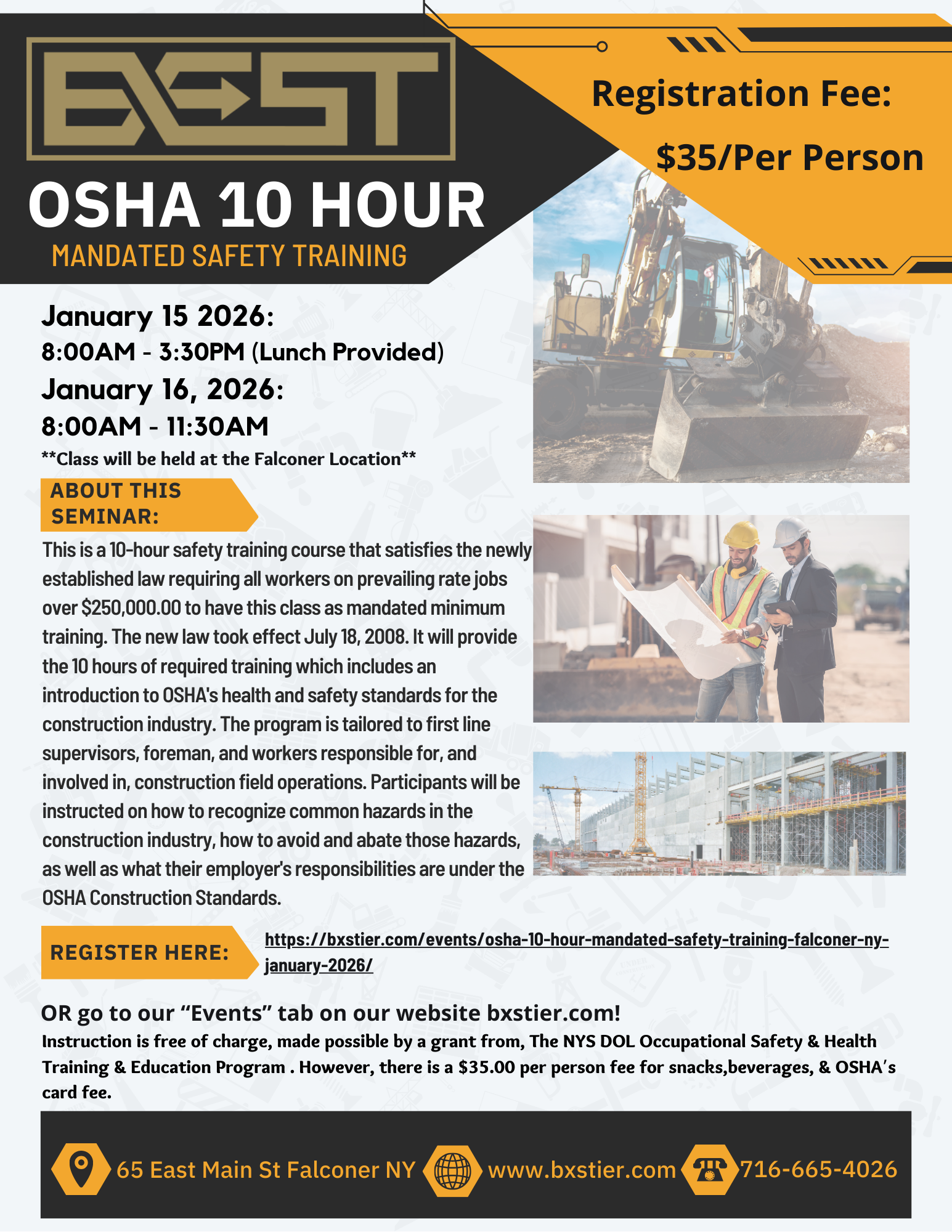 OSHA 10-Hour Mandated Safety Training, Falconer, NY | Builders Exchange ...